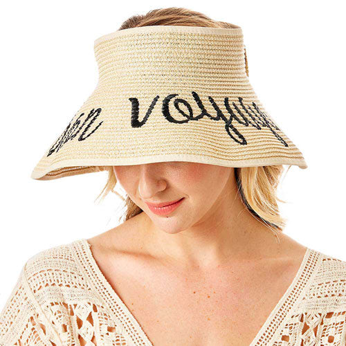 Bon Voyage Message Roll Up Foldable Visor Sun Hat by Madeline Love ...