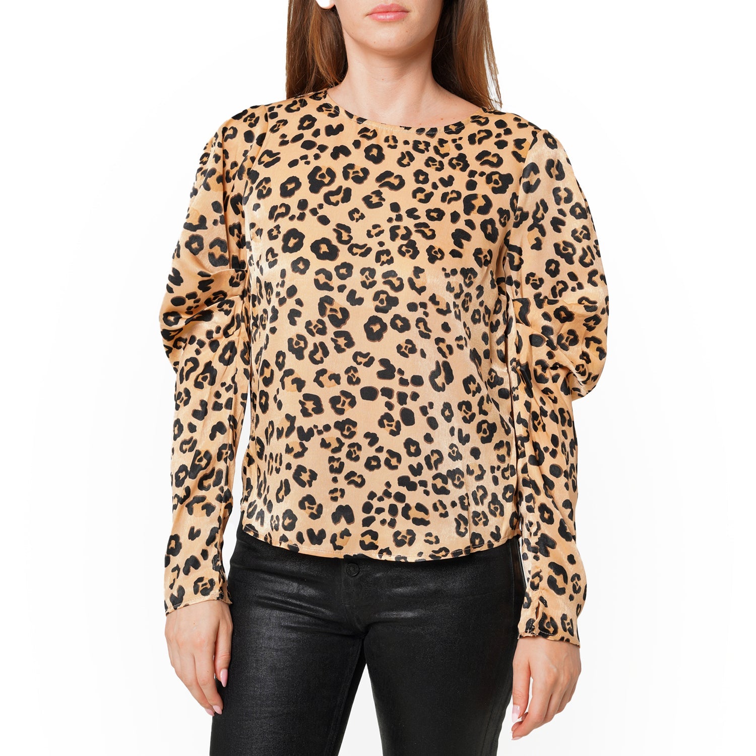 Leopard Print Puffy Shoulder Top in Brown leopard – Pomp and Port